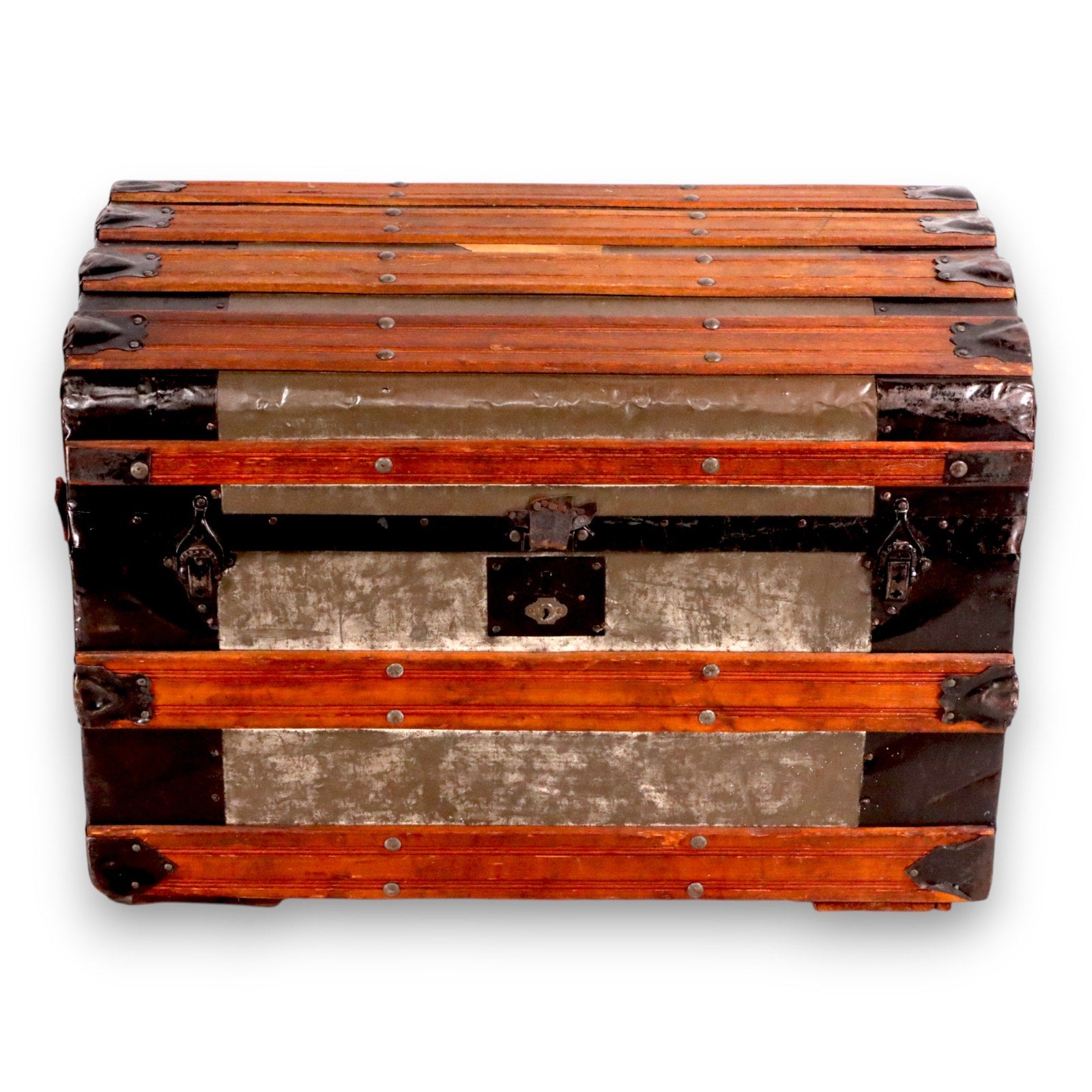 Curve Topped Antique Steamer Trunk 28x19x17 Galvanized Panels 1880's ...