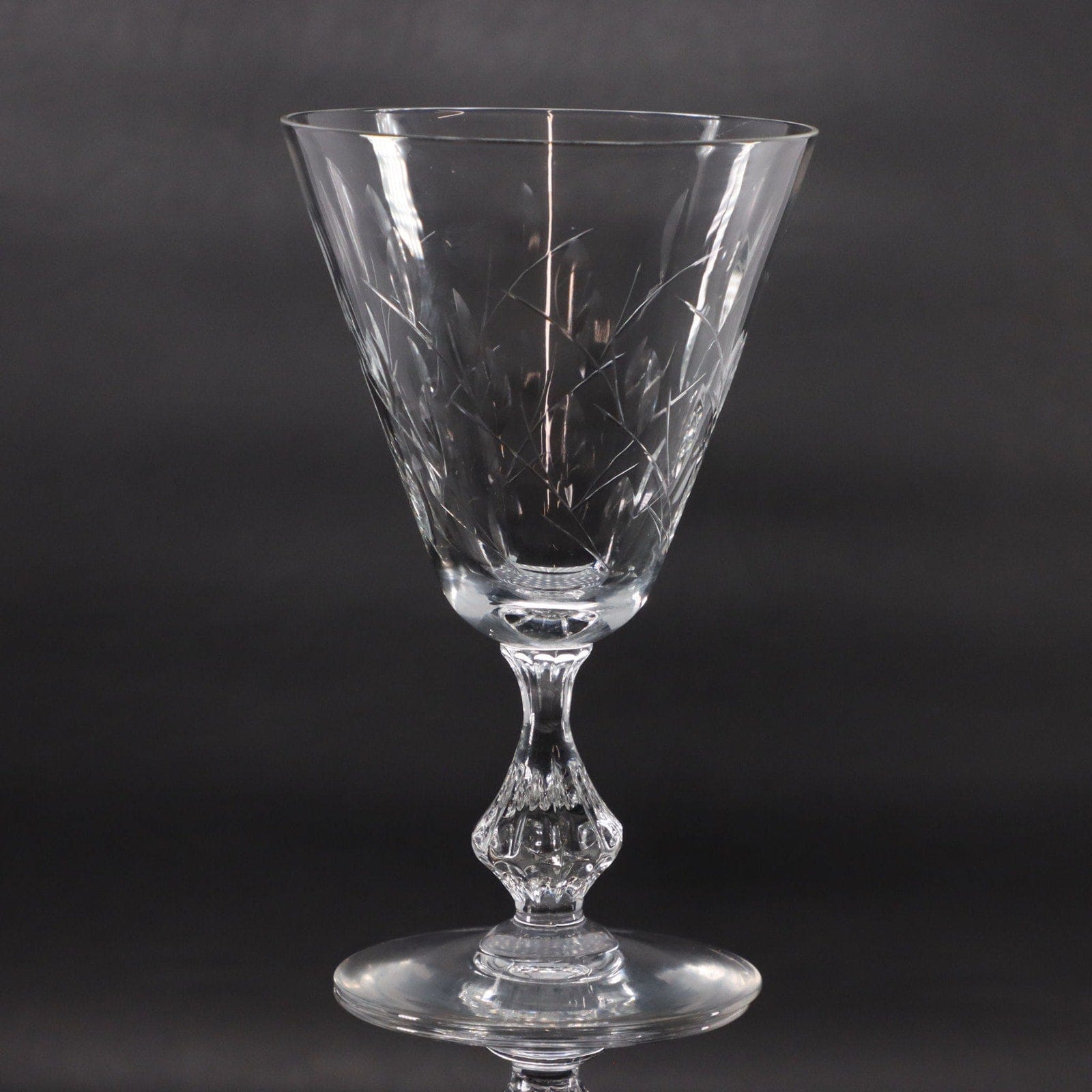 Duncan Miller Willow Water Goblet Etched Crystal Glass Mid Century Vin ...